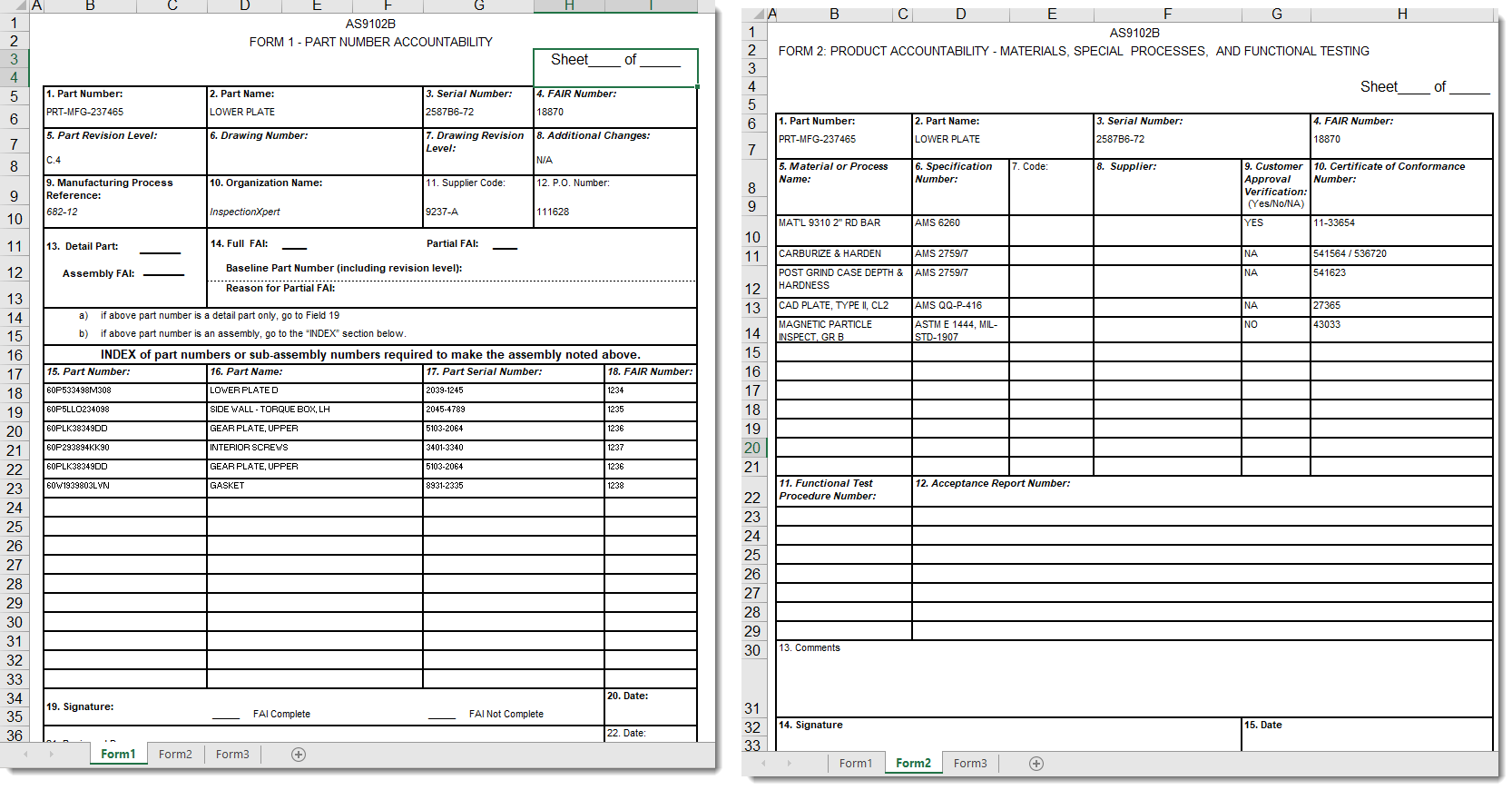 How to populate Forms 1 and 2 of your AS9102 report